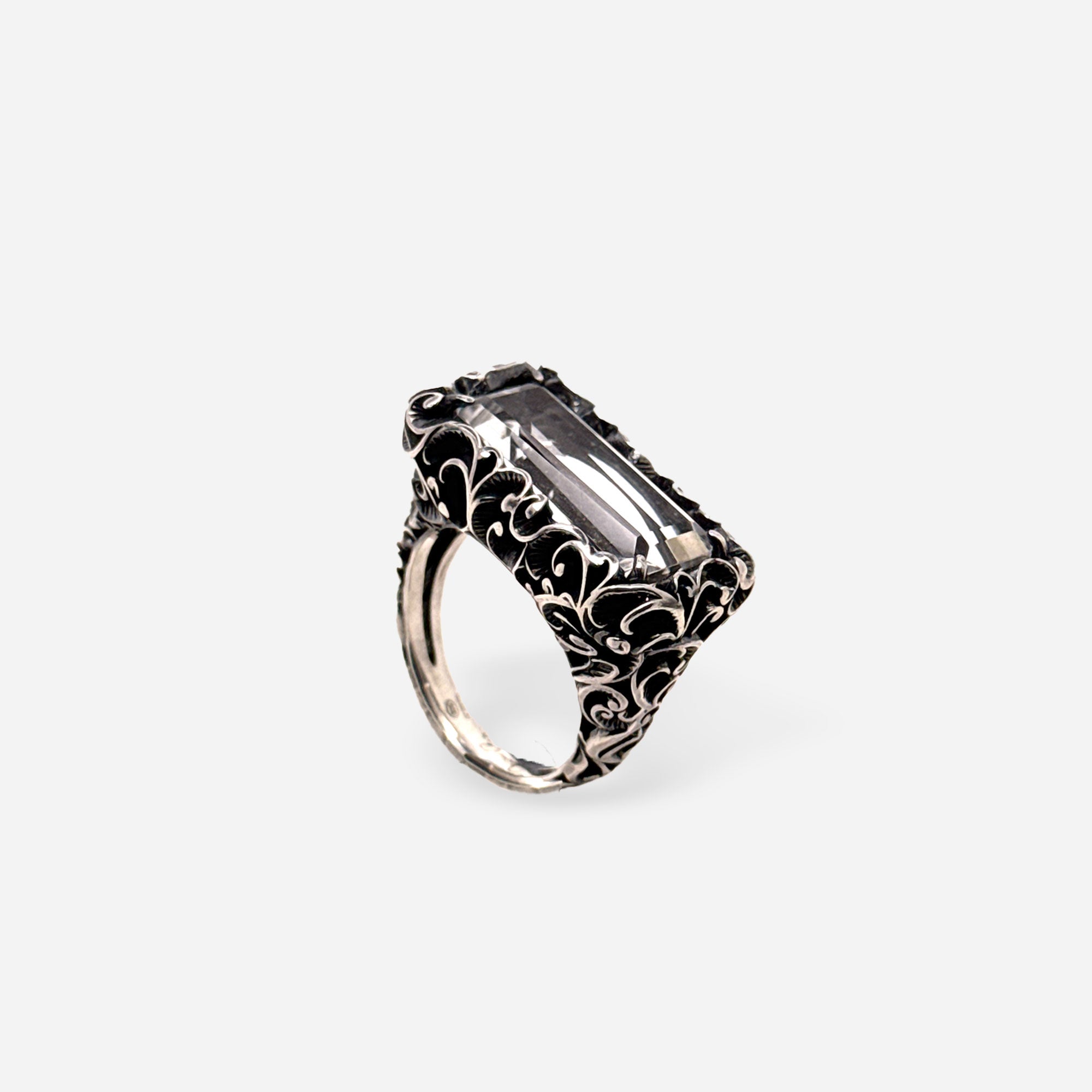 ANELLO BAGUETTE in CRISTALLO DI ROCCA | Maria e Luisa Jewels